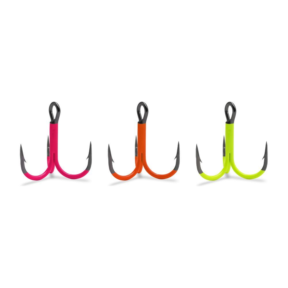 VMC 4551 UV Round 1X – UV Coated Treble Hooks (Size 8–3/0)