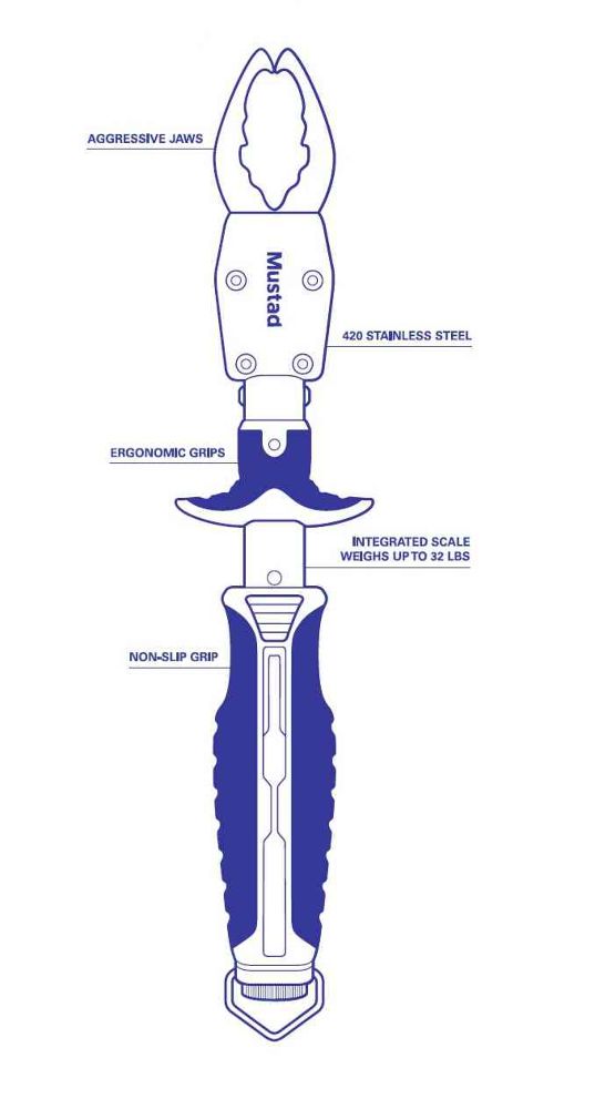 Mustad 11.5” Lip Gripper with scale – fish gripper up to 15 kg